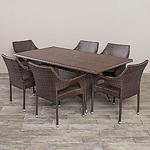 Christopher Knight Home Sinclair Outdoor Wicker Dining Set, 7-Pcs Set, Multibrown