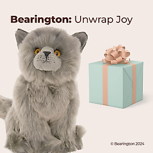 Bearington Gordie The Grey Cat Plush, 10.5 Inch Grey Cat Stuffed Animal