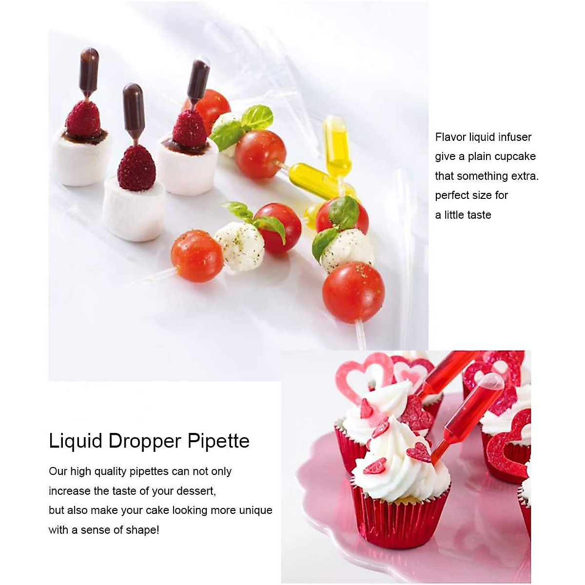 350pcs 4ml Mini Squeeze Transfer Cupcakes Pipettes-Disposable Plastic Droppers for Cupcake,Dessert,Strawberries and Chocolate