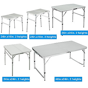 REDCAMP Small Folding Camping Table,2ft Portable Aluminum Outdoor Small Foldable Table Adjustable Height Lightweight for Picnic Cooking Beach