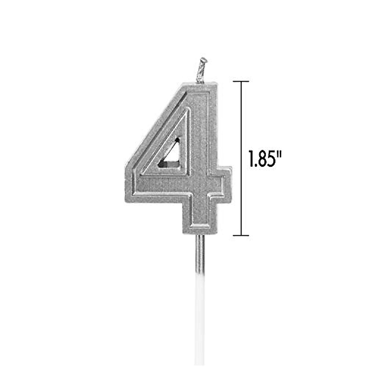 LUTER Silver Glitter Happy Birthday Cake Candles Number Candles Number 4 Birthday Candle Cake Topper Decoration for Party Kids Adults (Number 4)