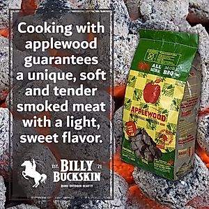 Billy Buckskin Co. Oak & Apple Charcoal Briquettes | Burns Hotter, Longer & Cleaner | 100% Natural Oak & Apple Wood | Prized Flavor Briquettes | Lights Easily | 6.5-Pound Bag