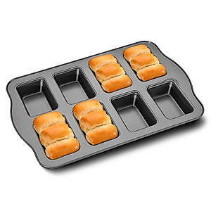 HONGBAKE 2 Pack 12-Cup Muffin Pan for Baking and 1 Pack 8 Cavity Mini Loaf Baking Pan for Oven