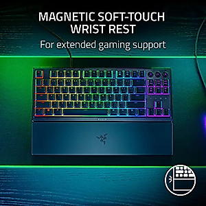 Razer Ornata V3 TKL Gaming Keyboard: Low-Profile Keys - Mecha-Membrane Switches - UV-Coated Keycaps - Backlit Media Keys - 8-Zone RGB Lighting - Spill-Resistant - Magnetic Wrist Wrest - Classic Black