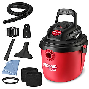 Shop-Vac 2.5 Gallon 2.5 Peak HP Wet/Dry Vacuum, Portable Compact Shop Vacuum with Collapsible Handle Wall Bracket & Multifunctional Attachments for Home, Jobsite. 2036000