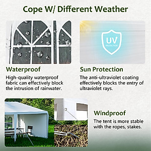 KELRIA 10'x30' Outdoor Canopy Tent, Outdoor Party Tent Wedding Birthday Tents with 5 Removable Sidewalls, Gazebo w/Transparent Windows Outside Gazebo Event Tent for Garden Patio and Backyard, White