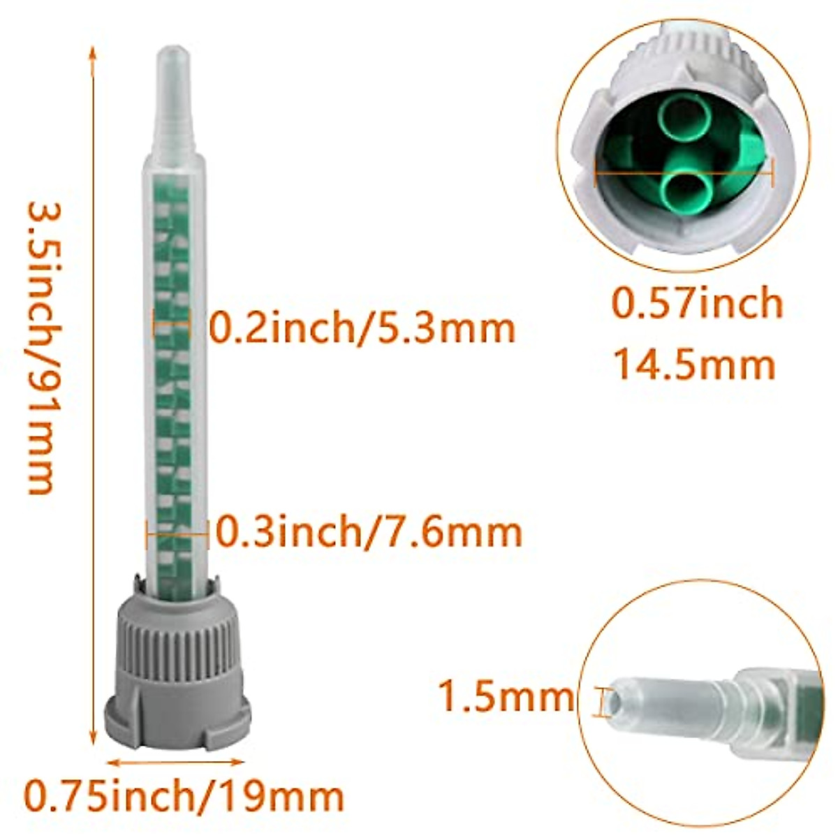 20 Pieces Epoxy Adhesive Mixing Nozzle Tip Resin Mixer Adhesive Gun Applicatior for 50ml/1.7oz(1:1Ratio)
