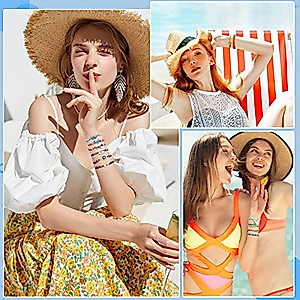 PAXCOO Set of 25 Surfer Wave Bracelet Ocean Wave Adjustable Waterproof Handmade Friendship Bracelet Summer Sunflower Bracelets Anklets Jewelry for Women Teen Girls