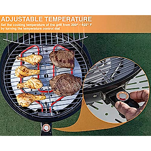 Homewell Electric BBQ Grill for Indoor & Outdoor Grilling with Warming Rack - Portable Patio Grill 1600 Watts (Black)