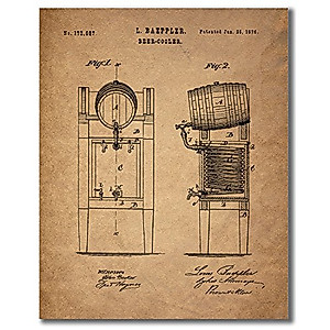 Beer Patent Wall Art Prints - Set Of 6 (8 Inches By 10 Inches) Vintage Bar Photos