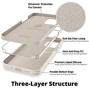 IceSword iPhone 12 Pro Max Case Stone, Liquid Silicone Shockproof Phone Case Cover, Light Beige Tan Cream Warm Sand Pearl Cute, Drop Protective 6.7" [Soft Anti-Scratch Microfiber Lining] 12PM - Stone