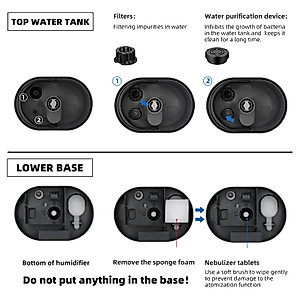 6L Humidifiers for Bedroom Large Room Home, Cool and Warm Humidifiers for Baby and Plants Mist Top Fill Desk Humidifiers Essential Oil Diffuser, Quiet with Adjustable Mist,360°Nozzle-Black