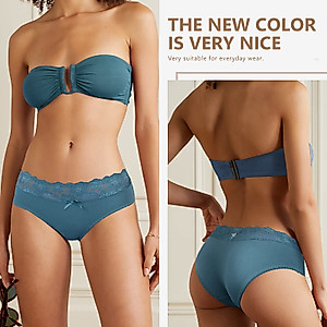 BIONEK Womens Underwear Cheeky Cotton,Bikini Panties Hipster Briefs Lace Soft Breathable 3/4/6 Pack S-XL