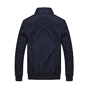 PASOK Men's Lightweight Softshell Coat Outerwear Zipper Windbreaker Flight Bomber Jacket Navy M
