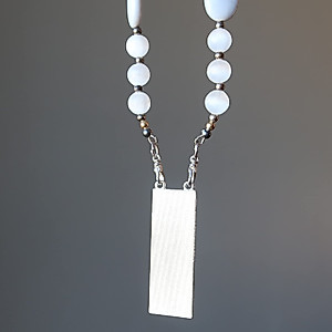 Satin Crystals Selenite Necklace Blue Calcite Fancy Lady Chic Gemstone 23 Inches