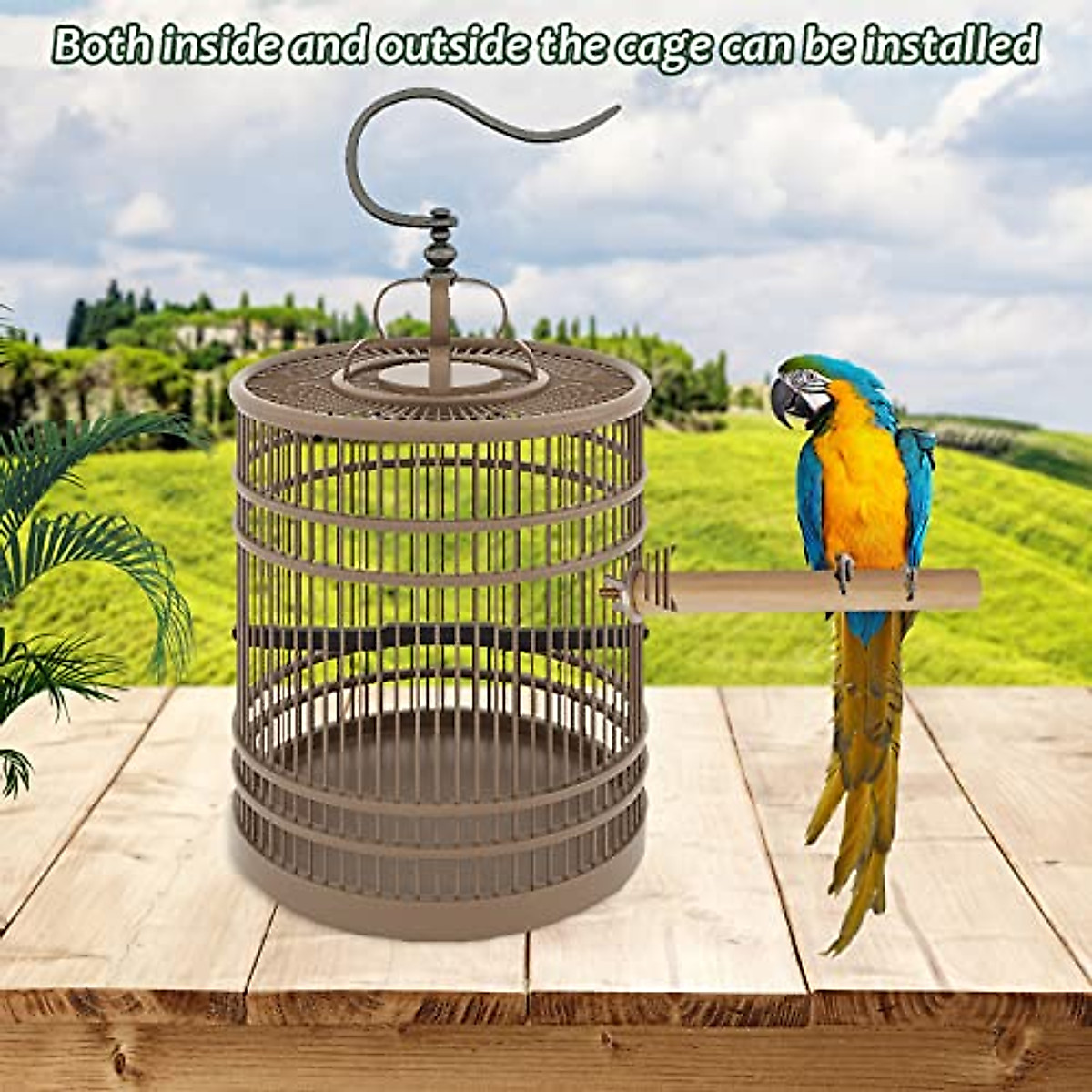 Hamiledyi Bird Perch Bird Stand Bird Cage Accessories Platform Natural Wood Perch Stick Playground for Small Medium Birds Cockatiel Parakeet Conure Cage Accessory (8 Pcs)