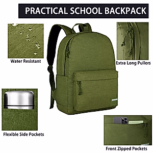 SUPACOOL Casual Laptop Backpack for Men and Women, Backpack for College, USB Charging Port, Lightweight Pack Back(Olive)