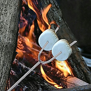 Briout Marshmallow Roasting Sticks 10 Pack Extra Long 45’’ Stainless Telescoping Hot Dog Smores Skewers Kids Safe Barbecue Forks for Campfire, Bonfire and Grill