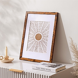 eletecpro 12x16 Picture Frames Set of 5, Gallery wall frame Display 8.5x11 Photo with Mat or 12x16 without Mat, Picture Frame Collage Wall Decor for Wall Mounting, Brown