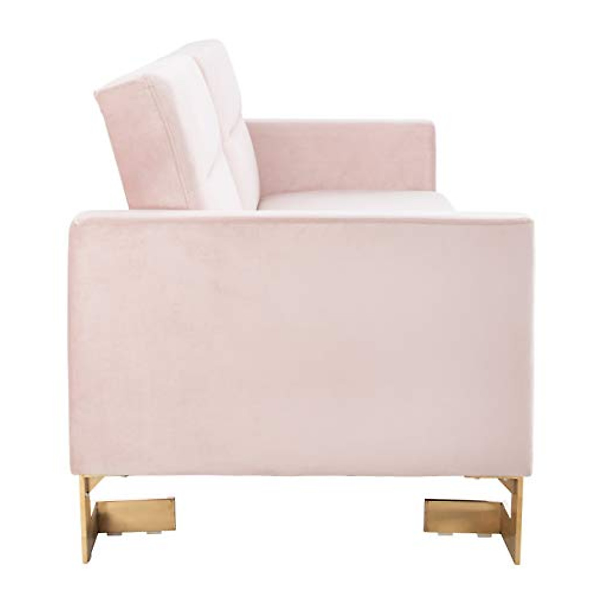 Safavieh Home Tribeca Glam Blush Velvet and Brass Foldable Sofa Bed