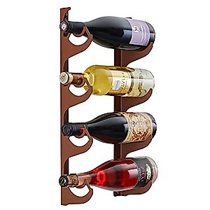 di prima usa Wine Rack Wall Mounted for Wine Bottles - Luxury Metal Wine Rack Mount - Long-Lasting Hanging Wine Rack for Wall Mount, Cellar, Kitchen, Living Room - Single Depth Row – 4 Bottles