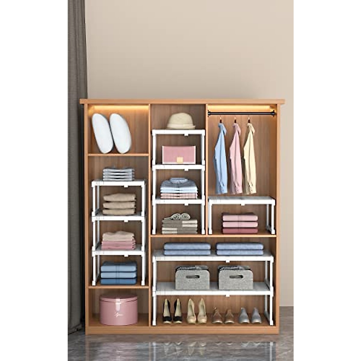 Closet Shelf, Expandable Shelf, Expandable Closet Shelf Storage Rack，Adjustable Locker Shelf for Closet/Camper (18.5-26.77in)