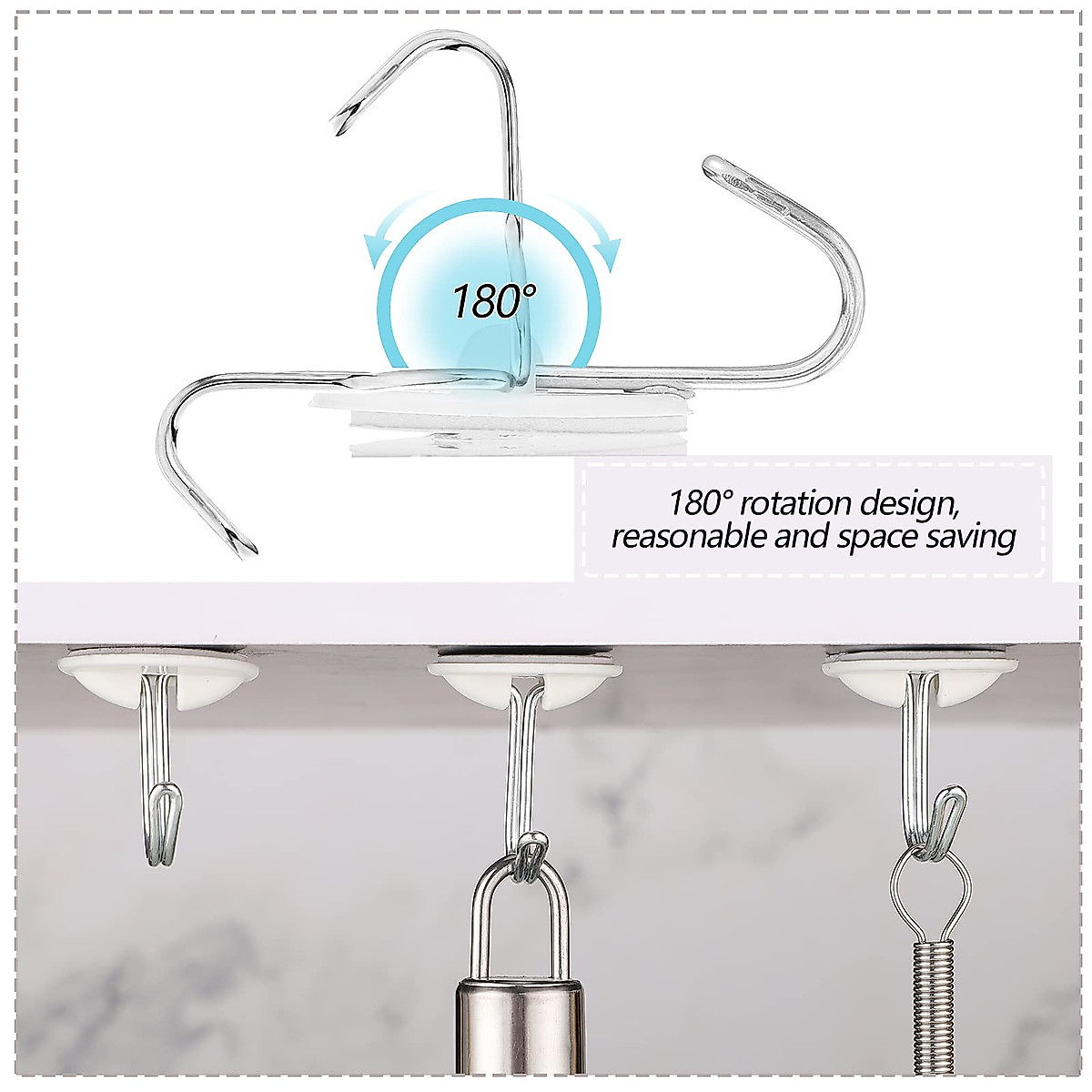 24 Pieces White Adhesive Hooks Hanging Wall Hooks Round Plastic Hooks Ceiling Utility Hooks Seamless Self Sticky Hook Stainless Hooks Hangers Waterproof Oil Proof for Kitchen Office (Ideal Style)