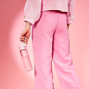 ION8 Water Bottle, 500 ml/18 oz, Leak Proof, Easy to Open, Secure Lock, Dishwasher Safe, BPA Free, Hygienic Flip Cover, Carry Handle, Fits Cup Holders, Easy Clean, Odor Free, Carbon Neutral, Rose Pink