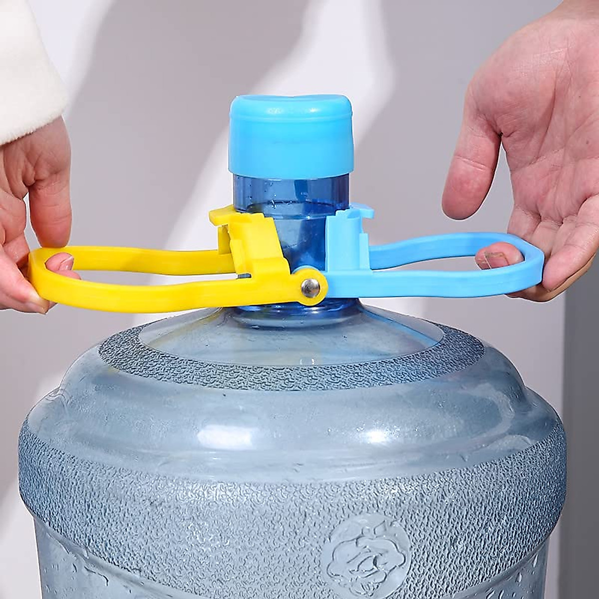 TorSor 2 Pack 5 Gallon Water Bottle Holder Purified Drinking Water Jug Caps Carrier Lift Labor Energy Saving Ergonomic Grip Handle Carrier Non-Slip Holder Lifter Heavy Duty Clip