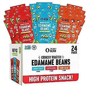 The Only Bean Crunchy Roasted Edamame - Healthy Snacks for Adults and Kids (Variety Pack) Low Calorie & Carb Keto Snack Food, Vegan Gluten Free High Protein Office Snack (11g), 0.9oz 24 pack