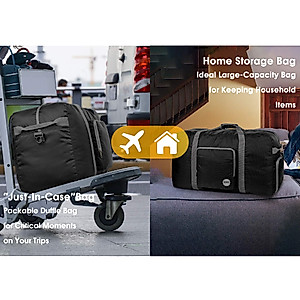 28" Foldable Duffle Bag 80L for Travel Gym Sports Lightweight Luggage Duffel By WANDF (28 inches (80 Liter), Black 28'')