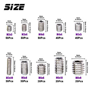 Swpeet 350 Pcs Stainless Steel Allen Head Socket Hex Grub Screw Assortment Kit, Including 10 Sizes M3/4/5/6/8 Stainless Steel Internal Hex Drive Cup-Point Set Screws for Door Handles