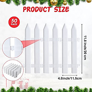 50 Pcs Christmas Plastic Picket Fence White Plastic Tree Fence Thick Plastic Fence Mini Fence Decorations Plastic Garden Fencing for Christmas Wedding Party Miniature Garden