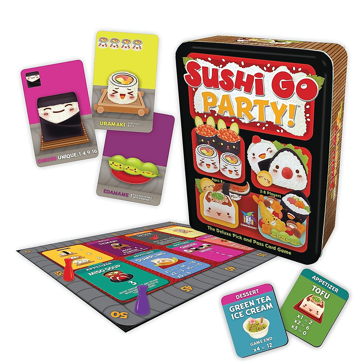Sushi Go Party! - The Deluxe Pick & Pass Card Game by Gamewright, Multicolored