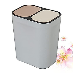 Cabilock Dual Compartment Trash Can with Lid Removable Recycle Bin Classified Garbage Container Waste Can Dustbin Rubbish Box for Kitchen Home Office Business Random Color