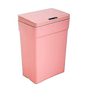 Kitchen Touch Free Trash Can Garbage Can with Lid Waste Bin Sensor Automatic 13 Gallon 50L Large Capacity Trash Can for Bathroom Office Bedroom Home, Pink