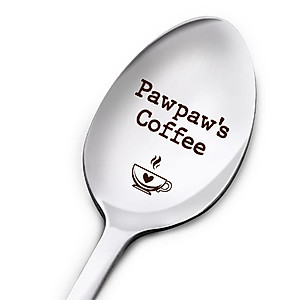 Pawpaw's Coffee Spoon Gifts, Father’s Day Birthday Thanksgiving Christmas Gifts for Best Grandpa Ever, Grandpa Gifts from Granddaughter Grandson Grandchildren, Engraved Stainless Steel Spoon