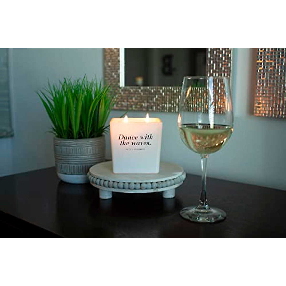 ME Mini-Escapes - 14 Oz Ocean Scented Candle Soy Wax with Inspirational Quote - Fragrant Blend of Bergamot, Cedarwood & Saffron - Aromatherapy Candles for Relaxation & Stress Relief