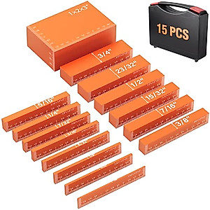 Neitra Setup Blocks Woodworking - 15 PCS Aluminum Height Gauge Blocks Set - Woodworking Measuring Tools Precision Setup Bars for Router and Table Saw