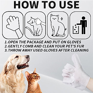 Herb Life Cleaning Glove for Dog and Cat, Wipes Gloves for Dog and Cat Fur Face, Ear, Eye, Paws Cleaning Wipes Pet Wash Free Gloves, Grooming Wipes for Pet No Rinse Thick Dog Wipes Gloves(6 Pcs)