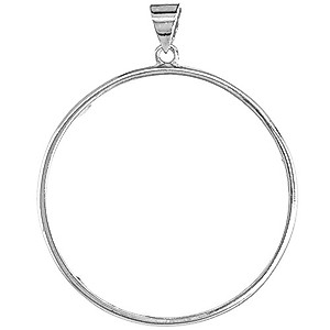 Sterling Silver Dollar Bezel 38 mm Coins Prong Back Round Edge Mexican Olympic One Dollar Coin NOT Included