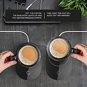 Chauffee CHAUFFEE Coffee Mug Warmer with Mug Set, Auto Shut Off Gravity-Induction, Smart USB Coffee Cup Warmer for Desk. Father's Day, Birthday Gifts for Men and Women (Mug Included), Black (CH001)
