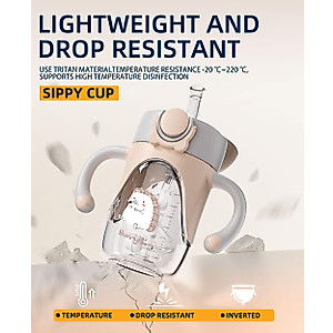 Bunnytoo Baby Sippy Cup with Weighted Straw, Ideal for 1+ Year Old and Transitioning Infants 6-12 Months, Spill-Proof, Easy to Hold Handles, 8oz (240ml) Toddler Training Cup (Blue)