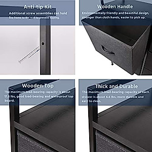 Bizroma 7 Small Fabric Heightened Feet and Wall Nails Organizer, Furniture Storage Drawer Dressers for Bedroom, Closet, Entryway, Hallway-Dark Gray/Black