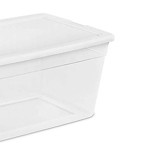 Sterilite 90 Quart Multipurpose Storage Box Container with Visible Base and White Secure Lid for Home Organization, Clear (12 Pack)
