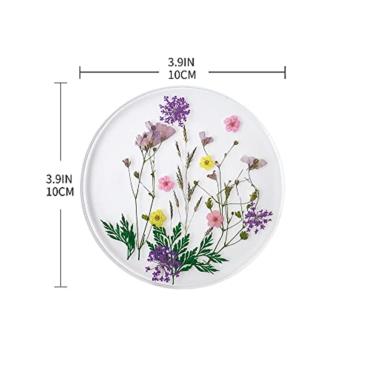 Drink Coasters Flower Cup Mat-Epoxy Resin Coasters with Colorful Natural Floral Reusable Round Kitchen Utensils for Dining Cups (Set of 4) (4, BD0001)