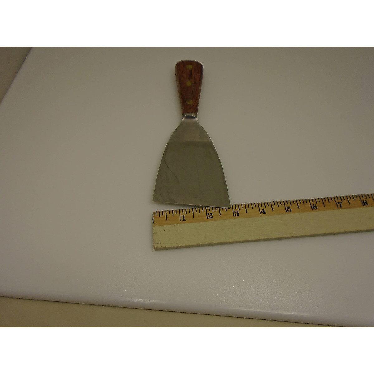 Dexter 3 inch High Carbon Steel Scraper Forged Semi Flex Angled Blade Full Tang with Triple brass rivets 525-3F Wood Handle