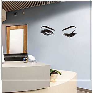 DXLING 49.2inch Large Beauty Salon Eyelash Wall Decor Stickers Make Up Store Home Decoration Murals (LC560 Black）
