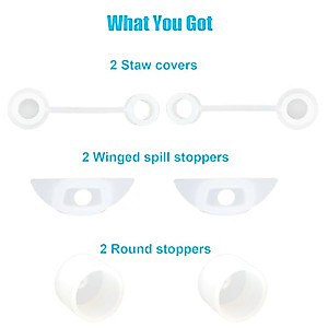 Silicone Spill Proof Stoppers Set Compatible For Stanley H2.0 40oz & 30oz Tumbler, Leakproof Seal Set Including 2 Wingled Spill Stoppers/2 Round Stoppers/2 Straw Covers, Stanley Cup Accessories-2.0