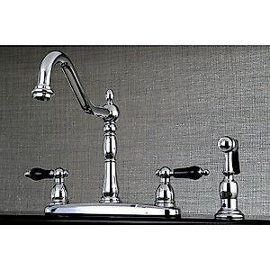 Kingston Brass KB1751PKLBS Duchess 8 inch Centerset Kitchen Faucet with Brass Sprayer, 8-5/8 inch In Spout Reach, Chrome